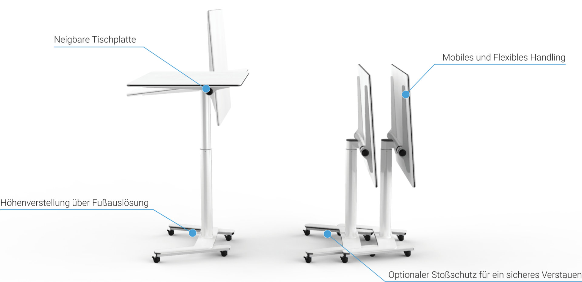 Veyhl: Agile One Tischgestell mobil, neigbar und höhenverstellbar